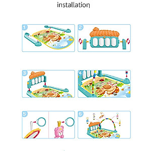 Deerbb Baby Play Mat for Infant with Music and Mirror, Newborn Piano Activity Center Toys Gym Floor Playmat for Boys Girls 3 6 Months