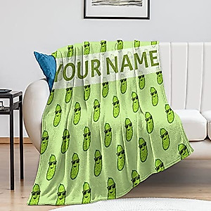 MEETUHONEY Custom Pickles Blanket Gifts, 40"*50" Flannel Blanket for Girls Boys Soft Cozy Lightweight, Cute Pickle Throw Blanket for Couch Bed Sofa