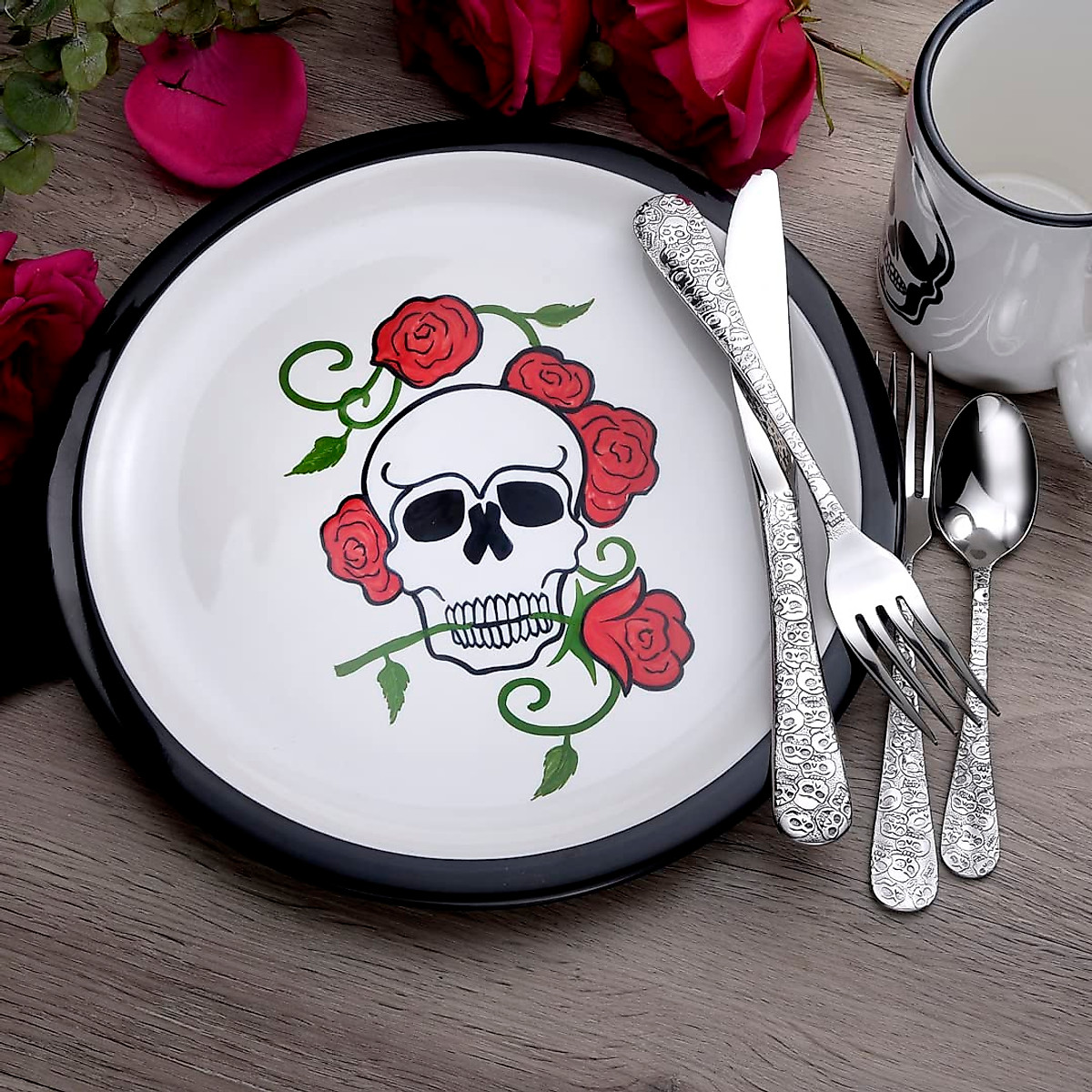 Liberty Tabletop Calavera (Skull) 20 Piece Flatware Set service for 4 18/10 Silverware Made in USA