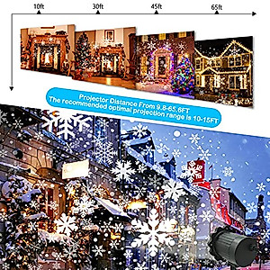 auanvel Christmas Snowflake Projector Lights Waterproof LED White Snowfall Projector Lights for Christmas, Holiday, Halloween, Party, Garden, Wedding, Indoor Outdoor Decorations