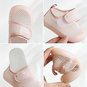 Baby Boy Girl Shoes Lightweight Breathable Toddler Mesh Sneakers Beach Water Shoes Non-Slip First Walking Shoes 6 9 12 18 24 Months(12-18 Months, 1-Pink)