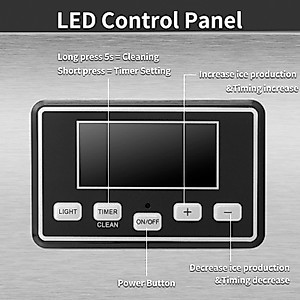 Xbeauty Commercial Ice Maker, Self-Cleaning Ice Machine 100LBS/24H, Stainless Steel Freestanding Ice Maker Machine with 33LBS Bin,Include Scoop
