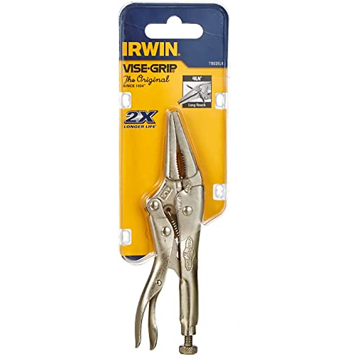 IRWIN VISE-GRIP Original Locking Pliers, Long Nose, 4-Inch (1602L3),Silver,100mm