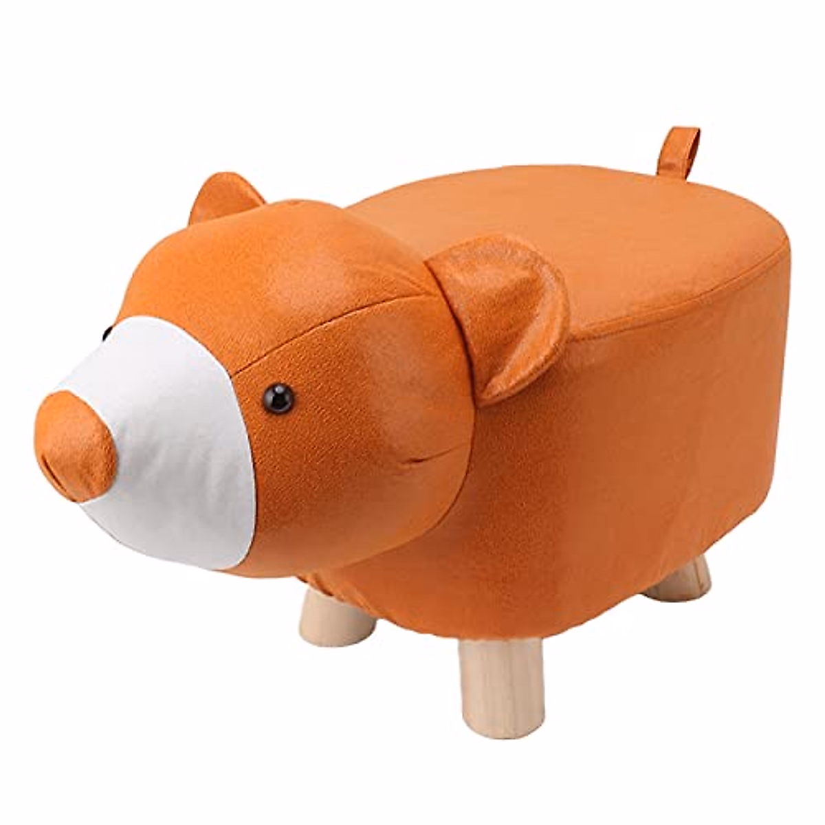 Pwshymi Cute Animal Footstool, Comfortable Small Footstool Wooden Reduce Friction for Entryway (Baby Bear)