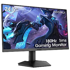 KOORUI 24.5 inch Gaming Monitor, FHD 1080P 144Hz/180Hz Frameless Computer Monitors, VA 1ms, sRGB 99%, Adpitive Sync, VESA, Display Port 1.2 & 2 x HDMI 1.4