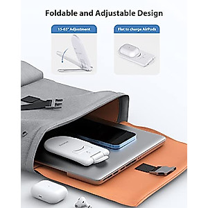 Foldable Wireless Charging Stand,15W Fast Wireless Charger and Charging Pad for iPhone 14/13 Pro Max/12/11/8 Plus/X/XR/XS/Mini/SE, Pixel 6/5,Samsung S21 Ultra/20/10/ Note 10 and AirPods(No Adapter)