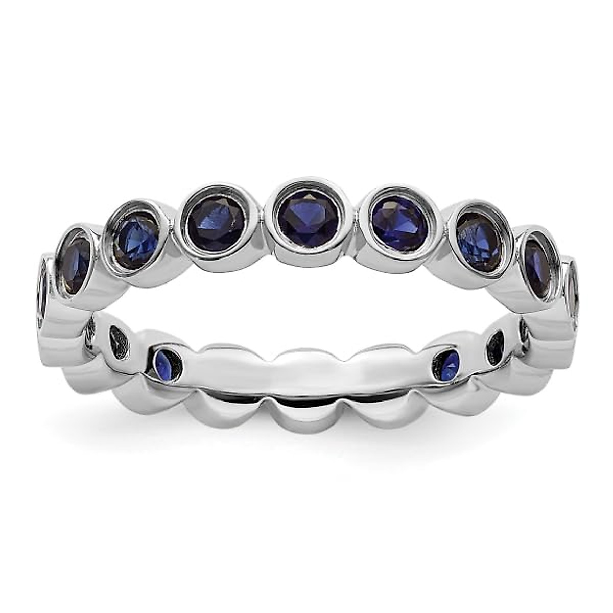 IceCarats 925 Sterling Silver Created Blue Sapphire Stackable Ring Gemstone Band September Birthstone Jewelry Size 6.00