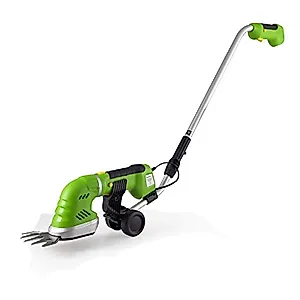 SereneLife Handheld Hedge Trimmer | Cordless Hedge Trimmer | Push Grass Cutter Shears W/ 7.2V Rechargeable Batteries | Telescoping Roller Handle Arm | Changeable Blades