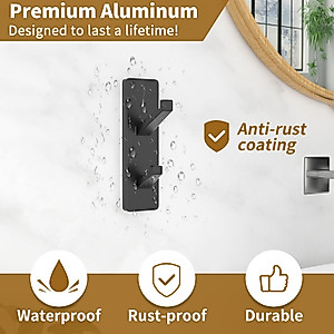 Self Adhesive Wall Hooks for Hanging: Stick-On Hooks Hold 13 LB, Black Coat Hook,Towel Hooks For Bathrooms,Shower Hooks for Wall,Door Hooks Hanging Towel, Kitchen Hook,Metal hooks for hanging,4 Pack