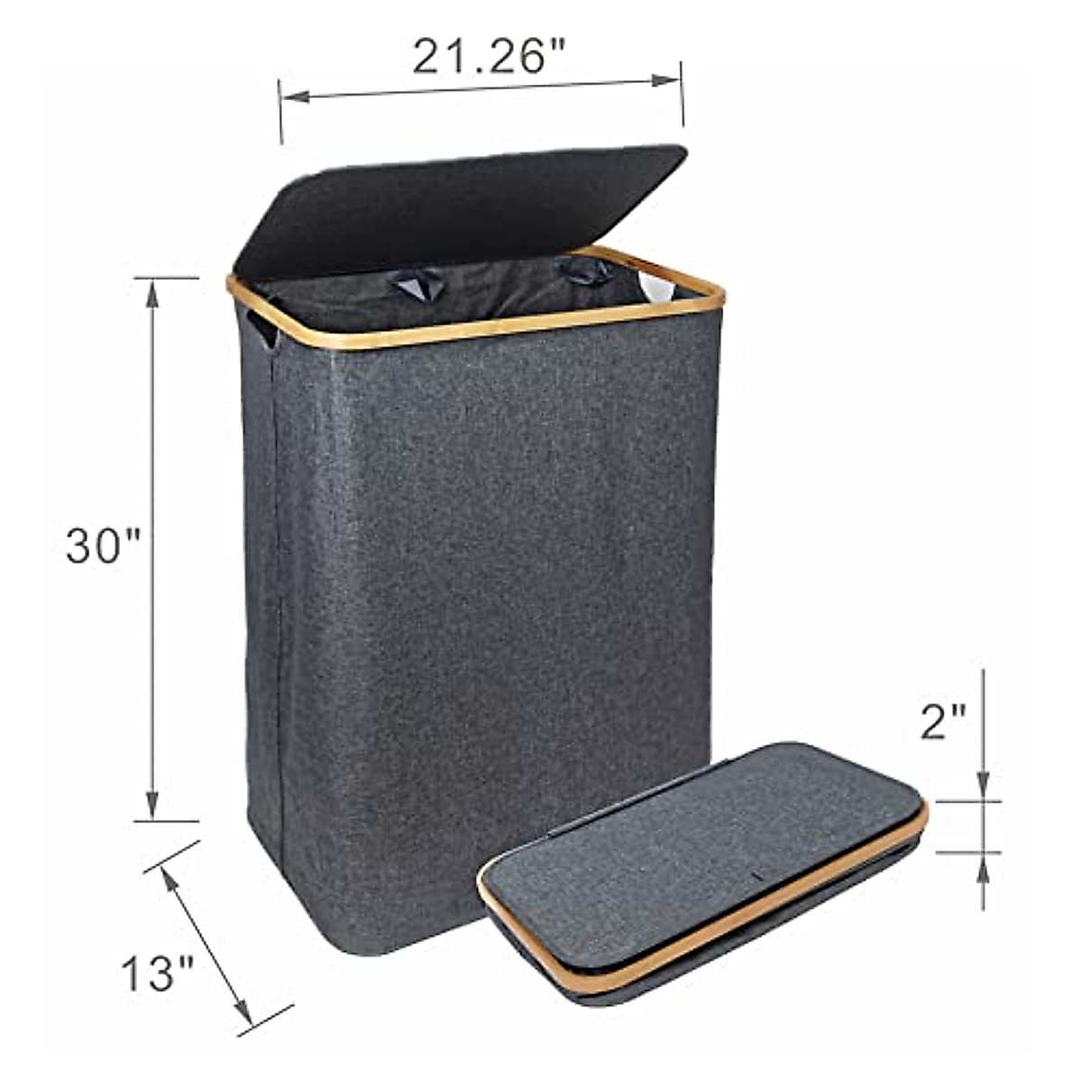 140L XXX-Large Laundry Hamper with Lid - Large Washing Baskets for Laundry with Handles - Laundry Baskets for Bedrooms - Bamboo Bathroom Bin