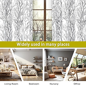 DriftAway Gray White Tree Branch Blackout Curtains for Bedroom Curtains 84 inch Length 2 Panels Set Grey Branch Lined Window Treatment Thermal Grommet Top Curtain for Living Room Winter Warm Curtain