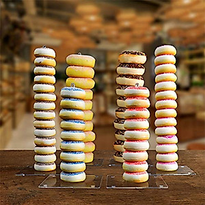 FOCCTS 4 Packs Clear Acrylic Donut Stands, Donut Bar Stand For Wedding Birthday Party, Clear Bagels Doughnut Holder, Non-slip Doughnut Stand Tower with Three Sizes 9'' 12'' 15''