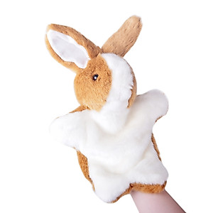 Bunny Hand Puppets Rabbit Plush Animals Toys for Kids Imaginative Pretend Play Storytelling (Brown)