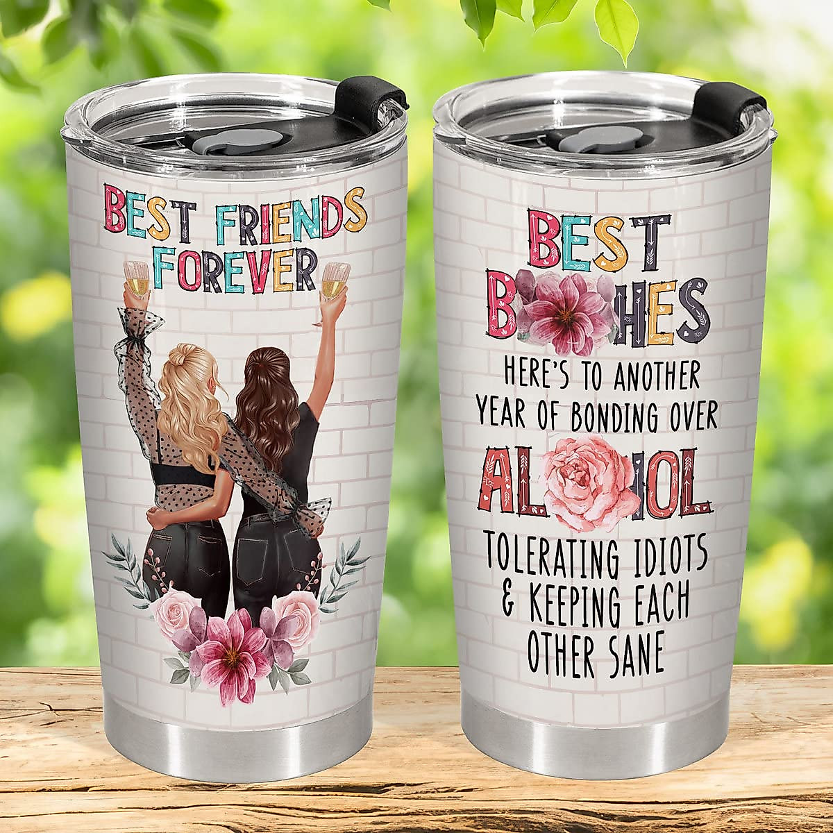 34HD Best Friend Tumbler with Lid, 20oz Insulated BFF Drinking Cup, Another Bonding Year Coffee Mug, Best Friends Gifts, Bestie Gifts for Birthday Mothers Day Christmas