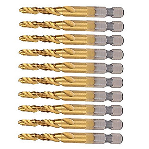 M5 tap, Tap Drill Bits, 4.2 Hex Square Shank High Speed Steel 10Pcs for Drilling Reaming