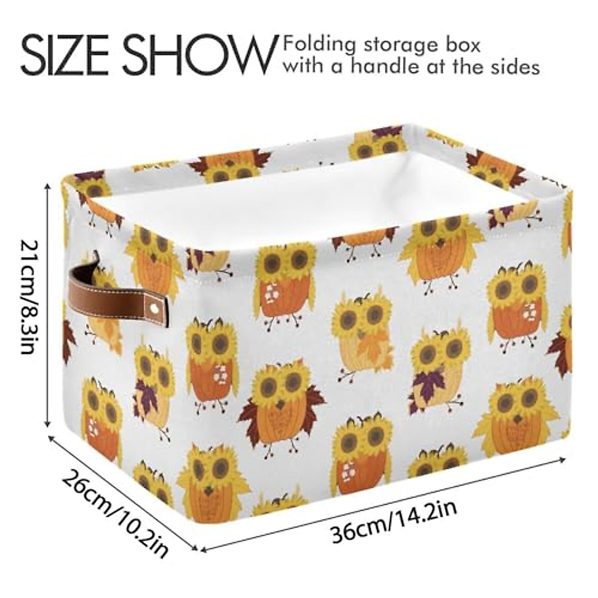 Fall Owls Thanksgiving Storage Basket Bins Decorative Toy Laundry Basket Organization with Handles for Bedroom Office Clothes Pet Nursery Living Room,2 pcs