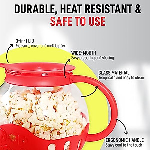 Orchid Child Pop-perly Microwave Popcorn Popper - Effortlessly Make Delicious Popcorn at Home - BPA-Free, Heat-Resistant, Borosilicate Glass Body - Perfect for Movie Nights and Snacking - 3 Quart Pop Corn Maker