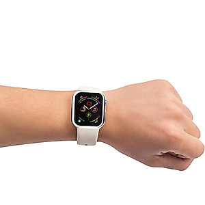 HANKN Case Compatible with Apple Watch Series 9 8 7 45mm /Series 4 5 6 SE 44mm, Soft TPU Plated Shockproof Iwatch Shell Cover Bumper [No Front Screen Protector] - Silver