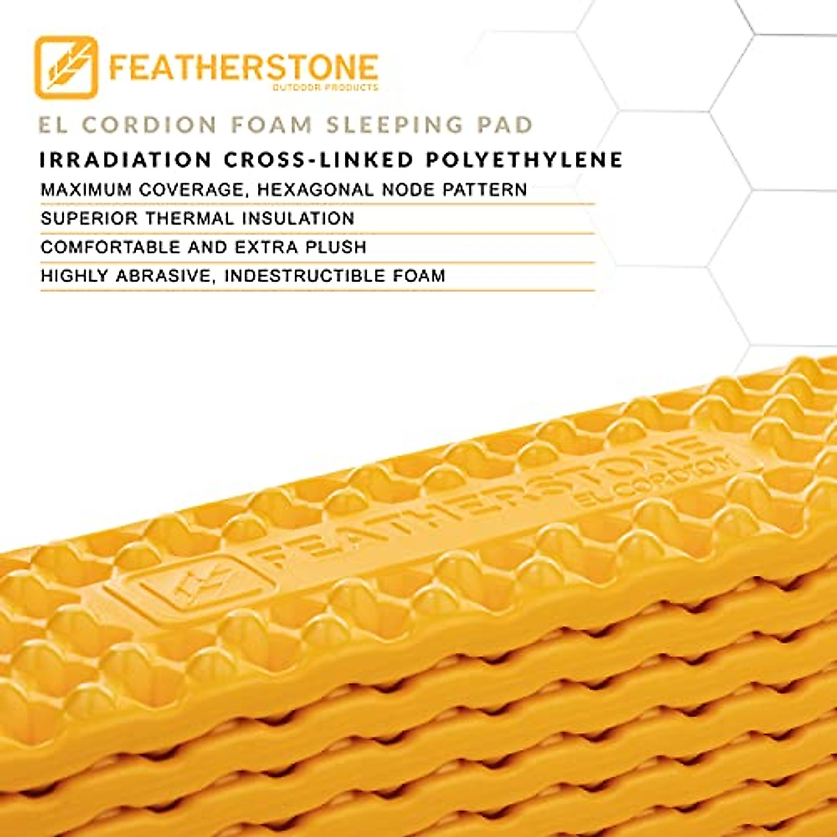 Featherstone Outdoor El Cordion Insulated R-Value 2.1 Sleeping Pad Closed Cell Foam Mat for Ultralight Backpacking Thru-Hiking and Camping