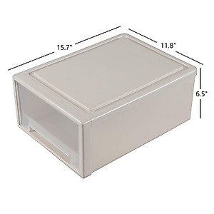 Udotry 4 Packs 18 Quart Plastic Stacking Storage Drawers, Large Stackable Drawer Unit