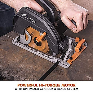 Evolution Power Tools R185CCS 7-1/4" TCT Multi-Material Cutting Circular Saw, 7-1/4", Orange