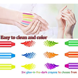 6PCS Glow in The Dark Face Paint Crayons UV Neon sign Halloween Carnival Night glow makeup Paint - Safe, Washable,