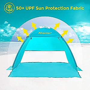 Alvantor Coolhut Beach Tent Beach Umbrella Outdoor Sun Shelter Cabana Automatic Pop Up UPF 50+ Sun shade Portable Camping Fishing Hiking Canopy Easy Setup Windproof (PATENT PENDING) 7014V 1-3 Person