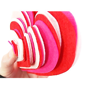 Playfully Ever After 1 to 6 inch Multi-Size Color Pack 24pc Felt Hearts (Red/Pink/LightPink/White)