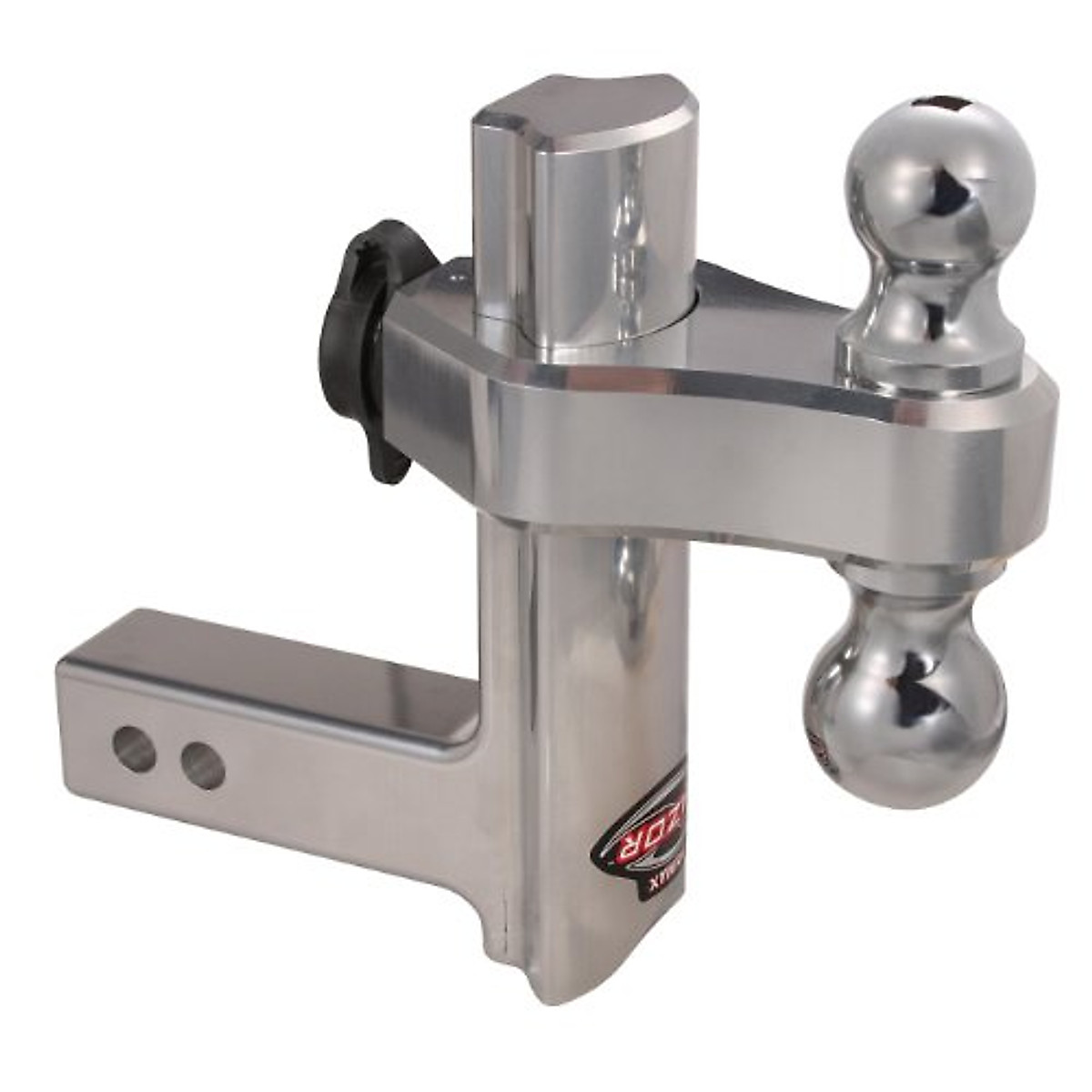 Trimax TRZ8AL 8" Premium Aluminum Adjustable Hitch with Dual Hitch Ball and T5 Receiver Lock, Polished Aluminum