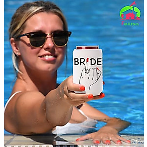 Bachelorette Party Decorations Ring Finger Can Cooler - 10 Count | Neoprene Drink Holder Sleeve, Pink + White Party Favors, Bridesmaid Gifts - Bride Tribe Koozies