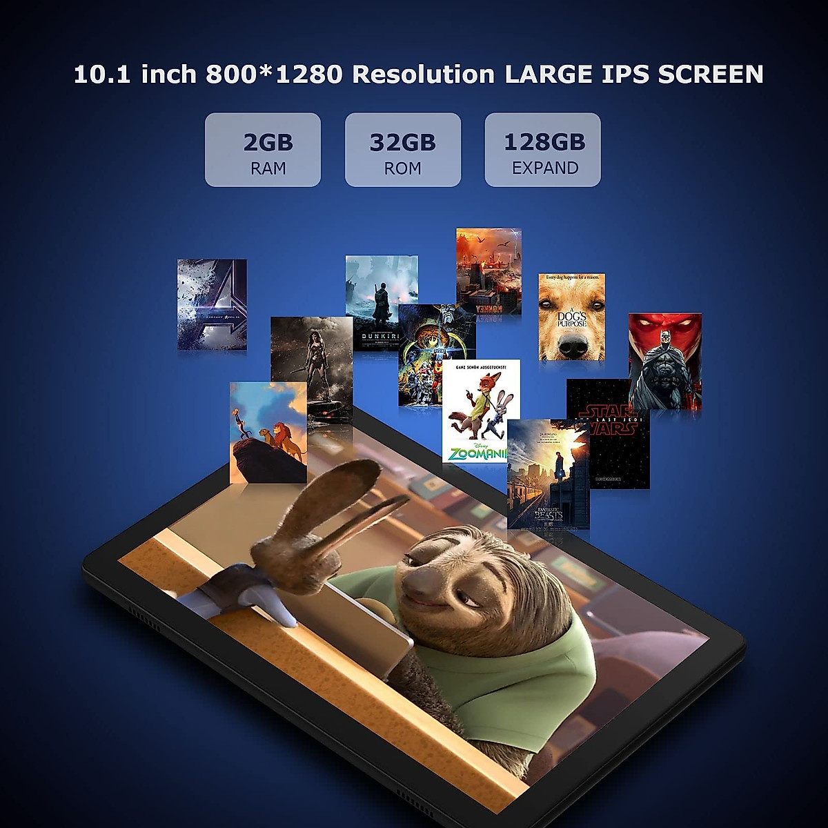 IBBWB 10.1 inch Tablet, Android 10.0 OS, 2GB RAM, 32GB ROM, Quad Core Processor, HD IPS Screen, 2MP Front 8MP Rear Camera, USB C Port, Support Bluetooth WiFi