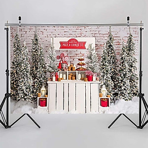 Christmas Milk Cookie Shop Photography Background Winter Snow Xmas Tree Kid Family Portrait Decor Backdrop New Year Background Kids Birthday Cake Smash Photo Studio,5x3ft