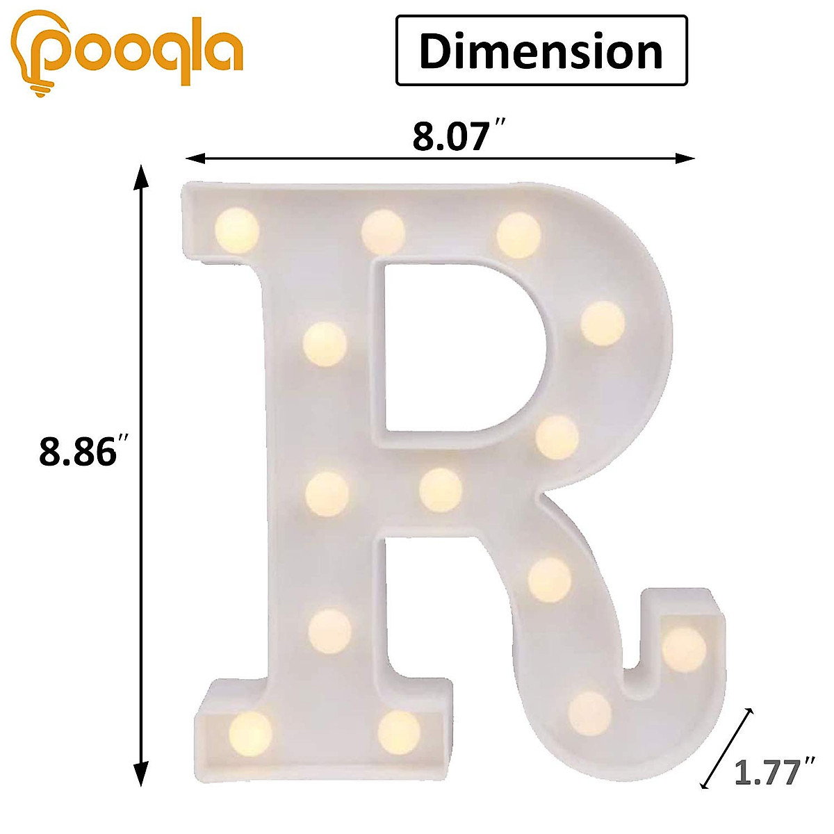 Pooqla LED Marquee Letter Lights Sign, Light Up Alphabet Letter for Home Party Wedding Decoration R