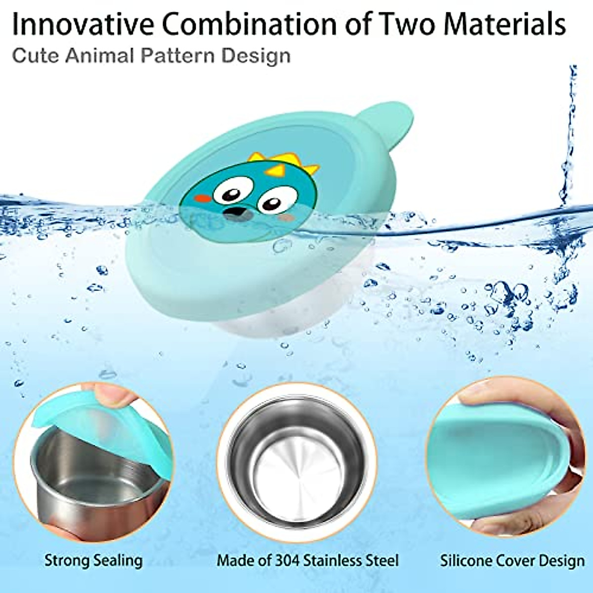 6 PCS 1.6 oz Salad Dressing Container To Go, Stainless Steel Condiment Containers with Leakproof Silicone Lid Animal Print Condiment Sauce Cups with Lids Dipping Sauce Cups Container for Lunch Box