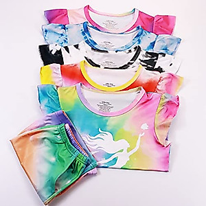 Little Girls Pajamas Short Shirts Unicorn Snug Fit Cotton Toddler Pjs Short Shirts Clothes 18 Years Blue