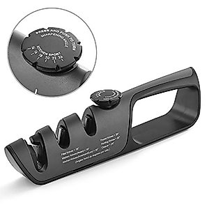Knife Sharpener TANSUNG 3 Stage Kitchen Chef Knife and Scissor Sharpeners Restore Knives or Shears Blades Quickly Safely with Adjustable Angle Button for Various Household Knives Shear