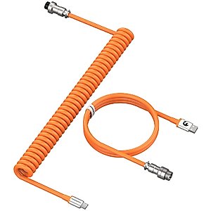 LexonElec Gaming Keyboard Cable, USB-Type C Dual Sleeve Stable Connection Mechanical Keyboard Cable, 2.0M (0.66 ft.) with Detachable Metal Flyer, Not Easy to Knot for PC Gamers(Orange)