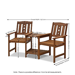 Furinno FG17488 Tioman Outdoor Hardwood Patio Furniture Jack and Jill Chair Set in Teak Oil, Natural