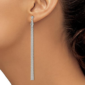 925 Sterling Silver Long Linear Post Drop Dangle Line Bar Stud Earrings