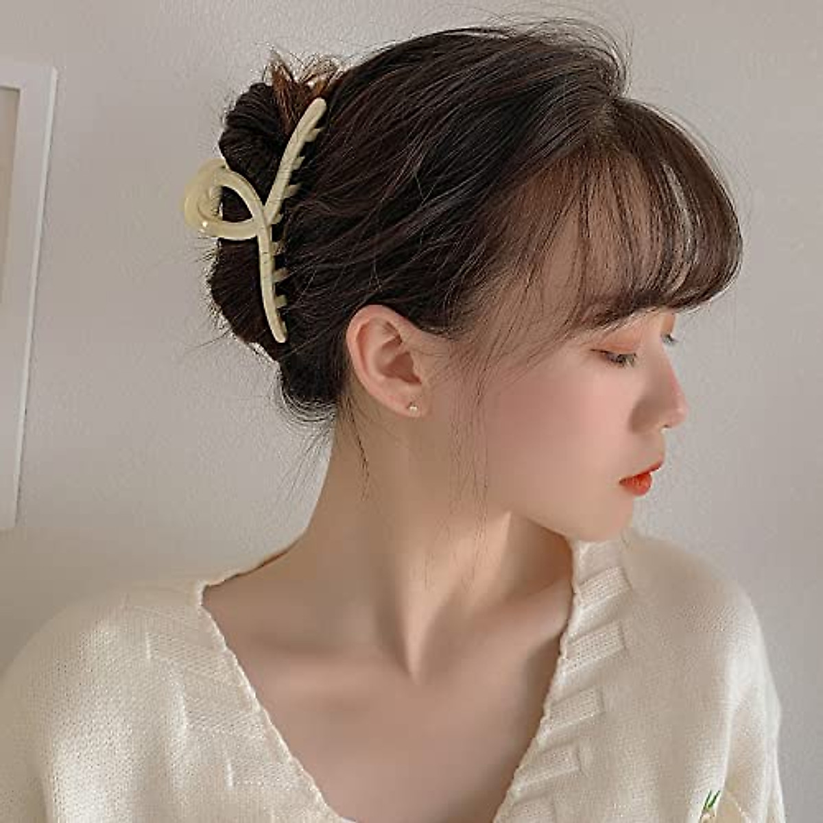6Pcs Big Hair Claw Clips Nonslip Large Clip for Women Thin Cute Jaw Claws Barrettes Ponytail Holder Accessories,White