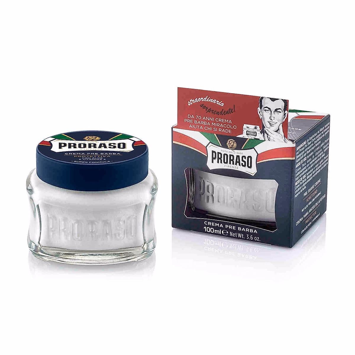 Proraso Pre-Shave Conditioning Cream for Men, Protective Formula for Dry Skin with Vitamin E and Aloe Vera, 3.6 oz