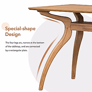 Melpomene 5 Piece Dining Table Set, Mid Century Solid Wood Kitchen Table with 4 Chairs and Special-Shape Legs(Natural Wood Wash)