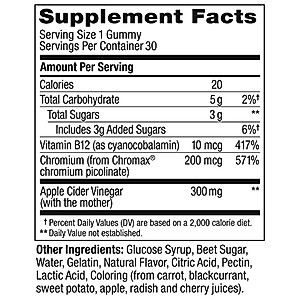 OLLY Metabolism Gummy Rings, Apple Cider Vinegar, Vitamin B12, Chromium, Energy and Digestive Health, Chewable Supplement, Apple Flavor - 30 Count