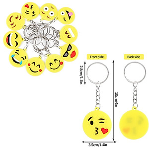 CRSUSUKJ 64 Pack Mini Emoticon Keychain Plush(16 expressions), Cute Keychain, Party Favors for Kids, Keychains, Valentine's Day Gifts/ Birthday Party Supplies, Emoticon Gifts Toys Carnival Prizes.