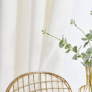 COLLACT White Curtains 84 Inch Length 2 Panels Set Linen Textured Casual Weave Living Room Curtain Light Weighted Drapes for Bedroom Grommet Top Light Filtering Farmhouse Window Treatments