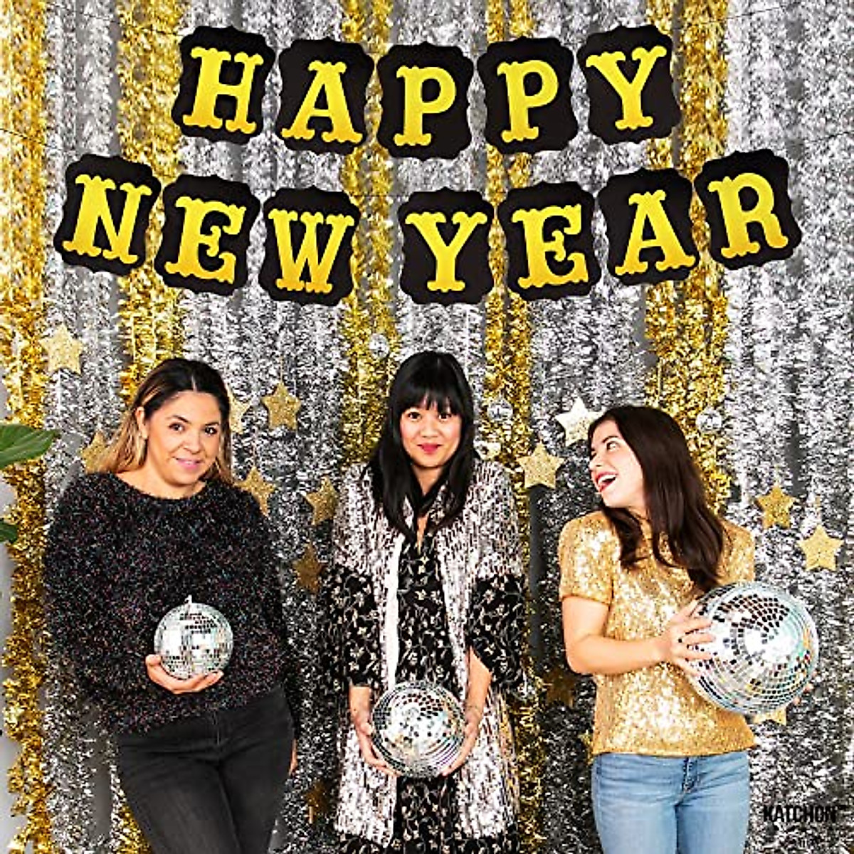 Shiny, Happy New Year Banner 2023 - No DIY, 10 Feet | New Years Eve Party Supplies 2023 for New Years Decorations 2023 | Happy New Year Sign for Happy New Year Decorations 2023 | NYE Decorations 2023