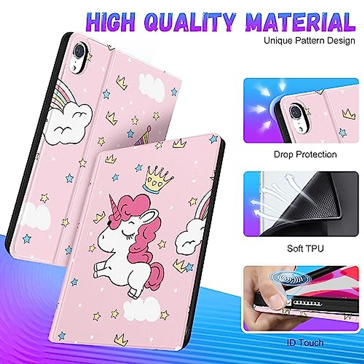 Uppuppy for Apple iPad Mini 6 Case for iPad Mini 6th Generation Case Kids Cute Folio Women Girls Girly Cartoon Cover for iPad Mini 2021 Case 6th Gen 8.3 Inch A2567 A2568 A2569