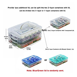 TIAN CHEN Food Refrigerator Storage Containers with 2 Lids, 4 Layer, Stackable Handheld Carrier for Snack, Cookie, Meat, Bacon, Charcuterie, BPA Free (Transparent 4 tier)