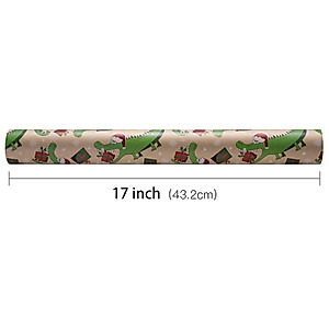 RUSPEPA Kraft Christmas Wrapping Paper Roll - Mini Roll - Christmas Crocodile Design for Holiday Gift Wrap - 17 Inches X 32.8 Feet