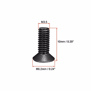 uxcell M3.5 x 10mm Phillips Screw Fastener Black for Laptop PC TV Fan Switch 50pcs